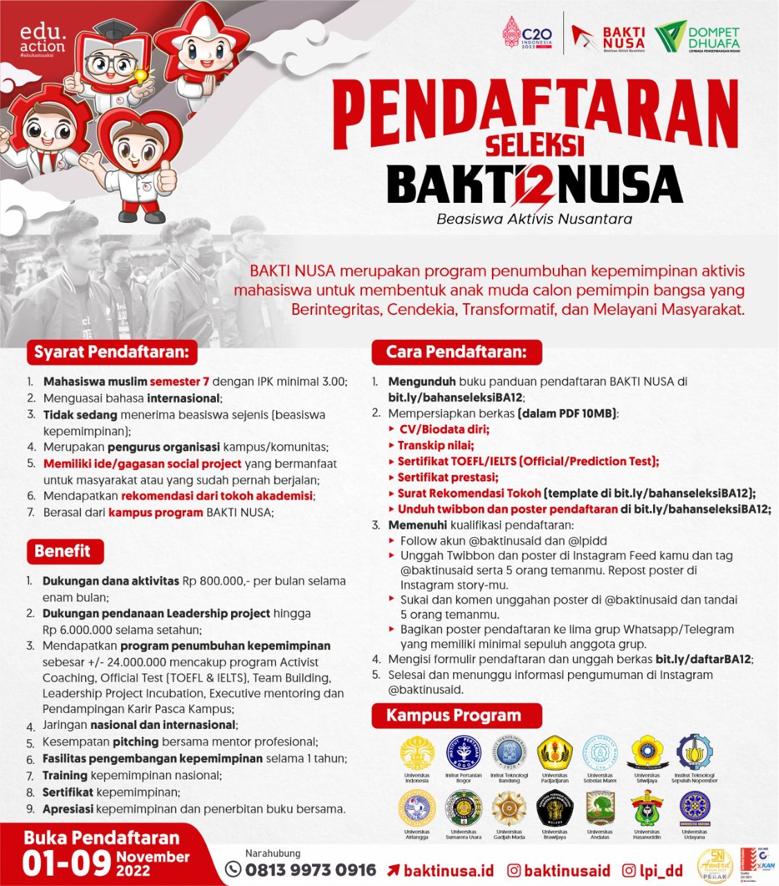 SELEKSI BAKTI NUSA 12 AKAN DIBUKA – Direktorat Kemahasiswaan